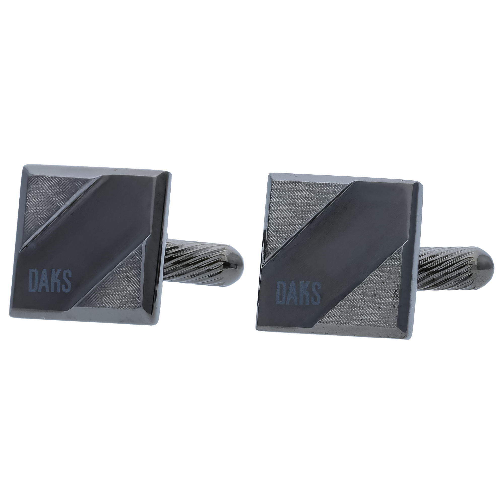 スクエアコーナーデザインロゴカフス ブラック / DAKS（ダックス）のカフス通販 | Cuffs Gallery（カフスギャラリー）カフスとタイピンの通販}